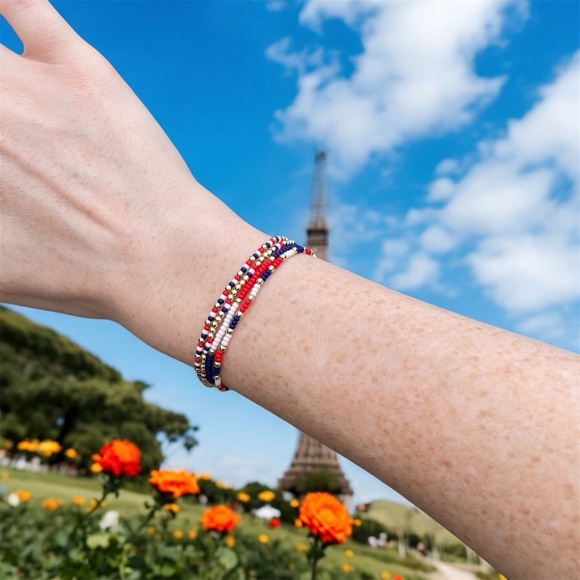 Jewelry | Custom Bracelets Seed Beads Stretch Travel Country Flag ...